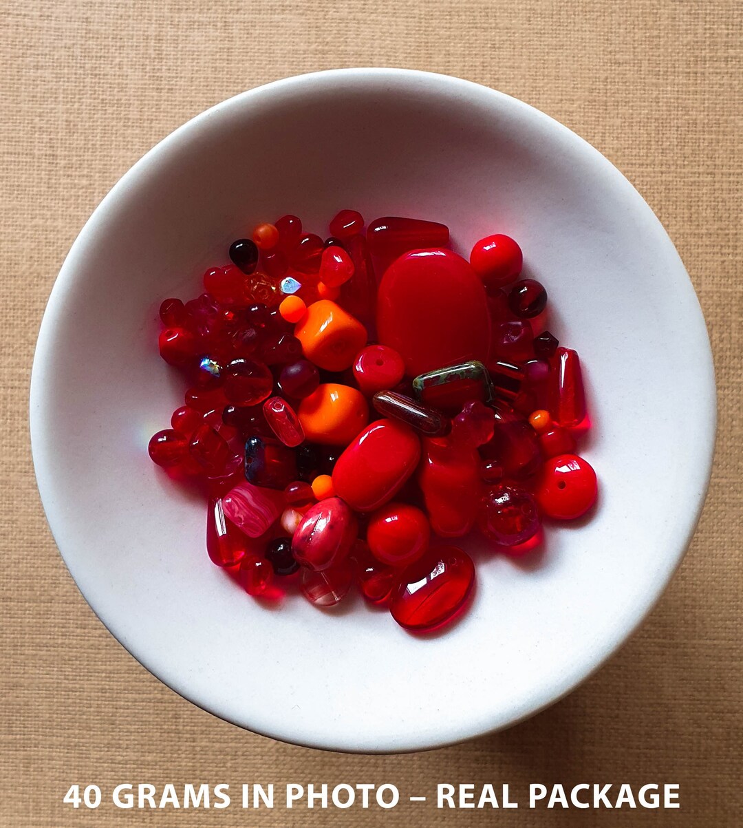 Red Assorted Beads Mixed Glass Beads Czech Bead Grab Bag 40g Variety ...