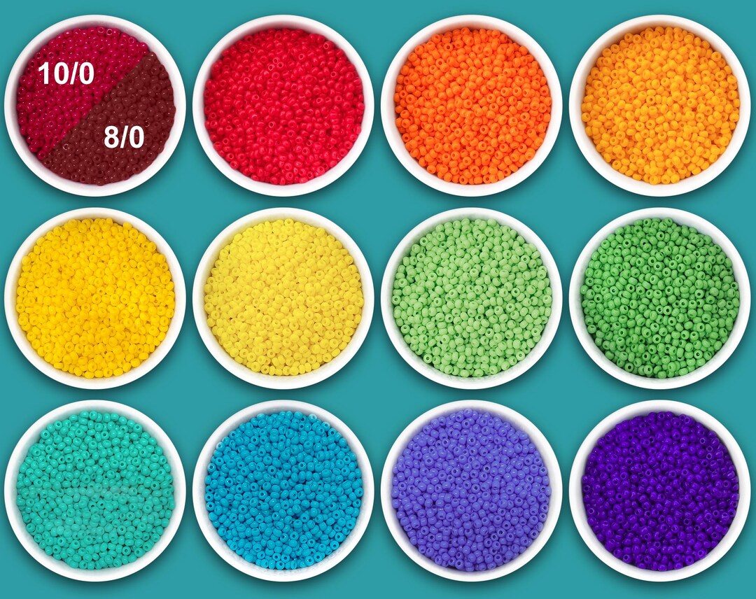 Kit de muestrario de cuentas checas arcoíris: Preciosa Rocailles 8/0 y ...