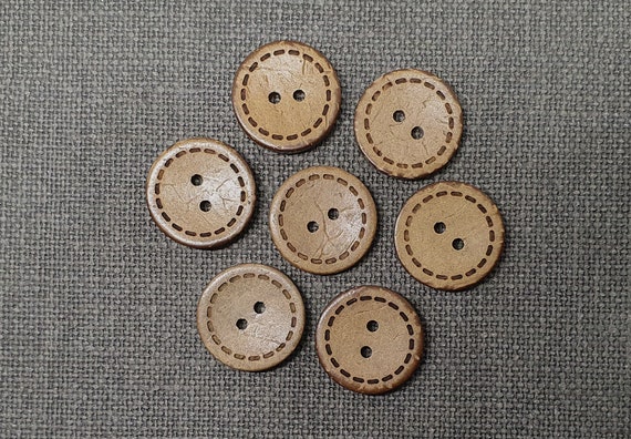 10 Stylized Buttons 20 Mm Coconut Flat Round Lined 2 Hole - Etsy