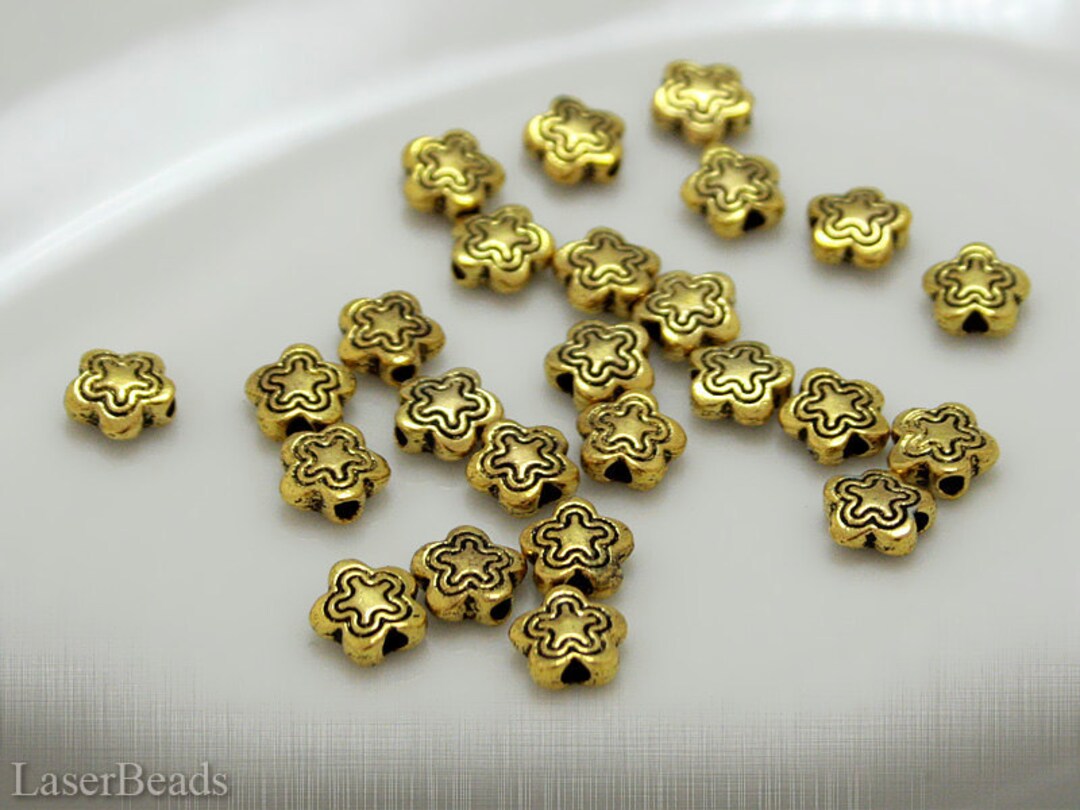 Metal Flower Beads 7mm (25) Antiqued Gold Colour Shimmer - Etsy