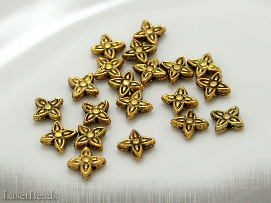 Metal Flower Beads 6mm (20) Antiqued Gold Colour Last Shimmer - Etsy
