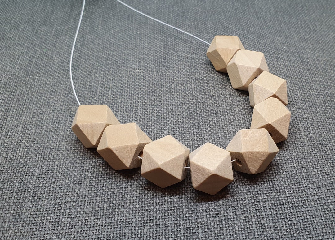 Geometric 14mm Wooden Beads 8pc Polygon Shapes Unfinished Hexagon ...