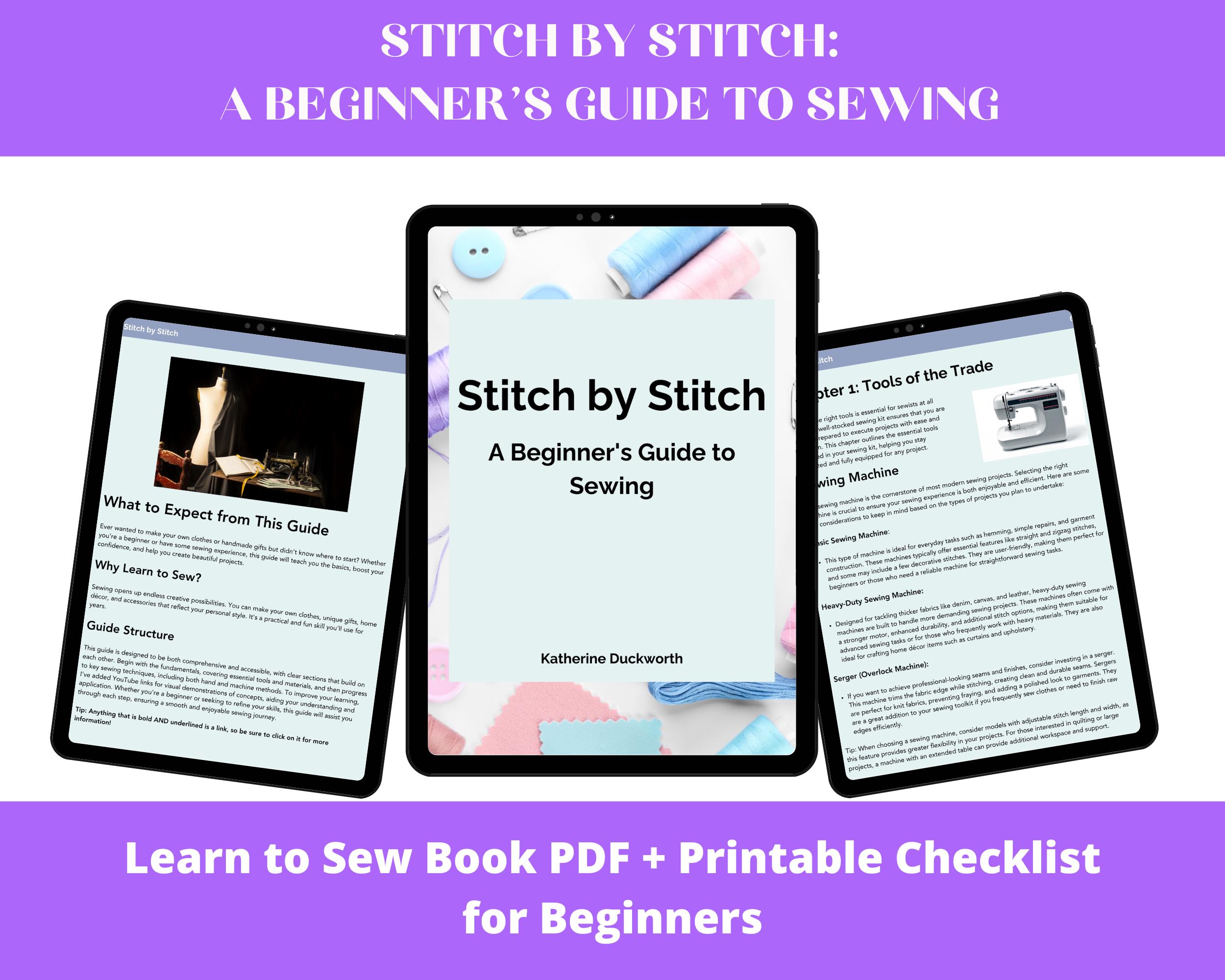 Stitch by Stitch: Beginner Sewing Guide | Learn to Sew PDF + Digital ...