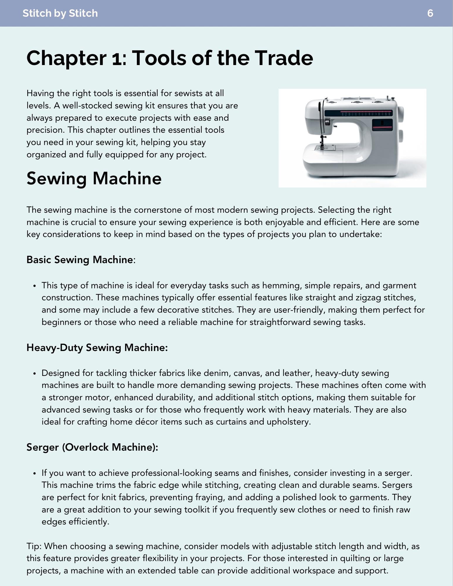 Stitch by Stitch: Beginner Sewing Guide | Learn to Sew PDF + Digital ...