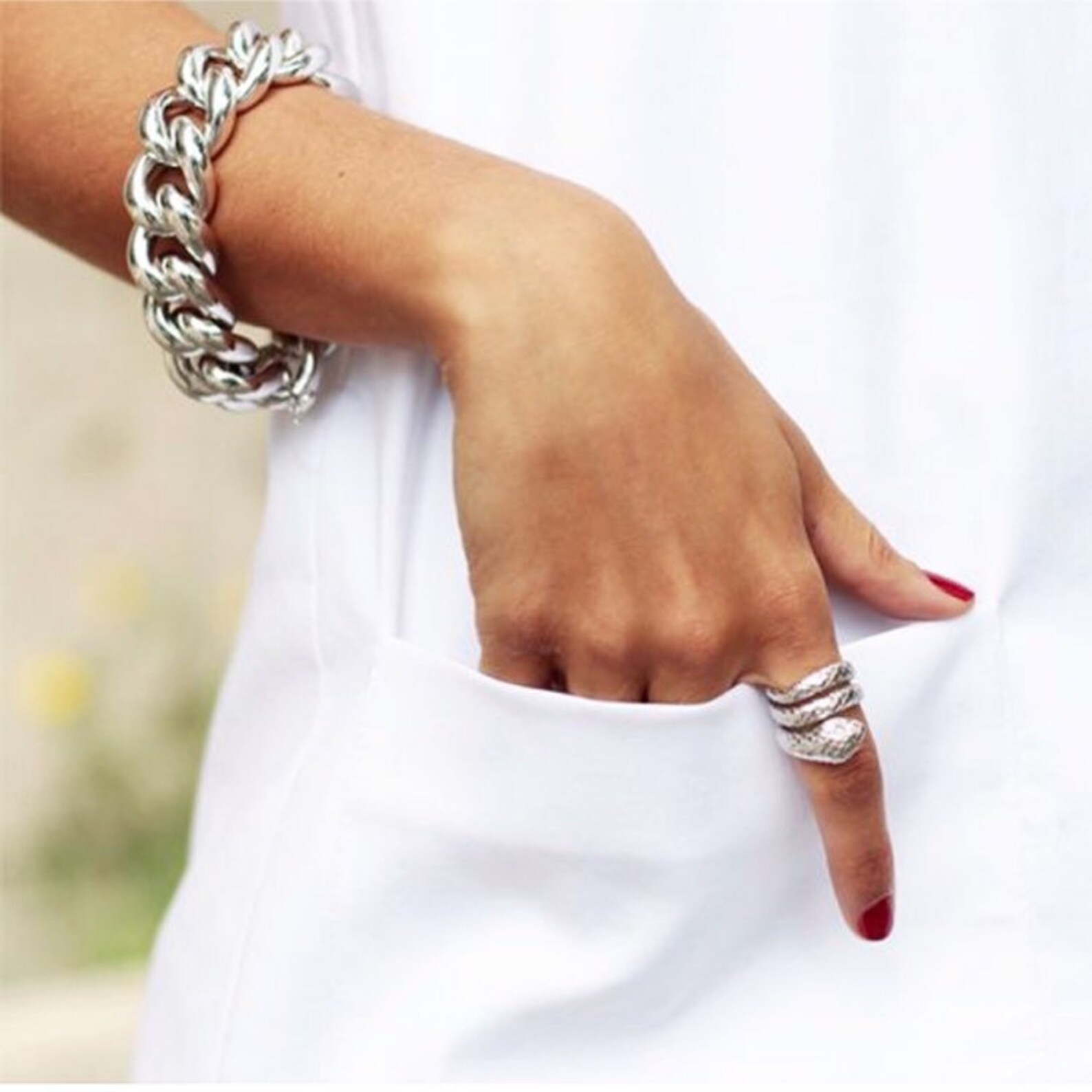 Glossy Silver Chunky Links Bracelet Extra Large Silver Chunky - Etsy