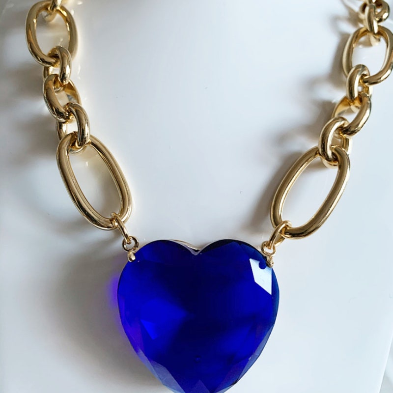 Blue Heart Necklace - Etsy