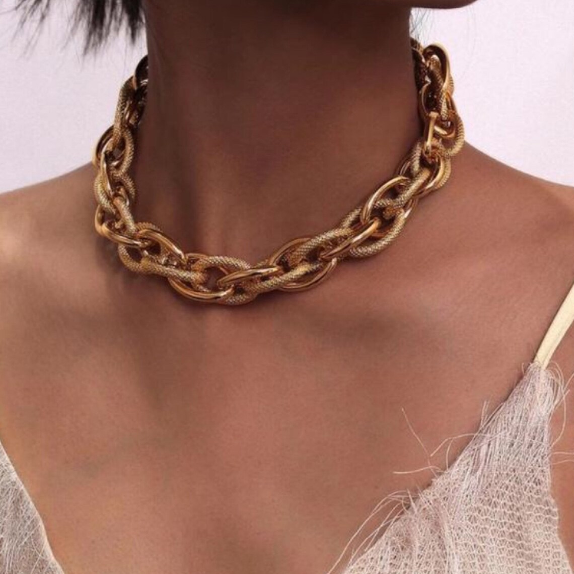 Vintage Like Interlinked Chunky Chain Necklace - Etsy