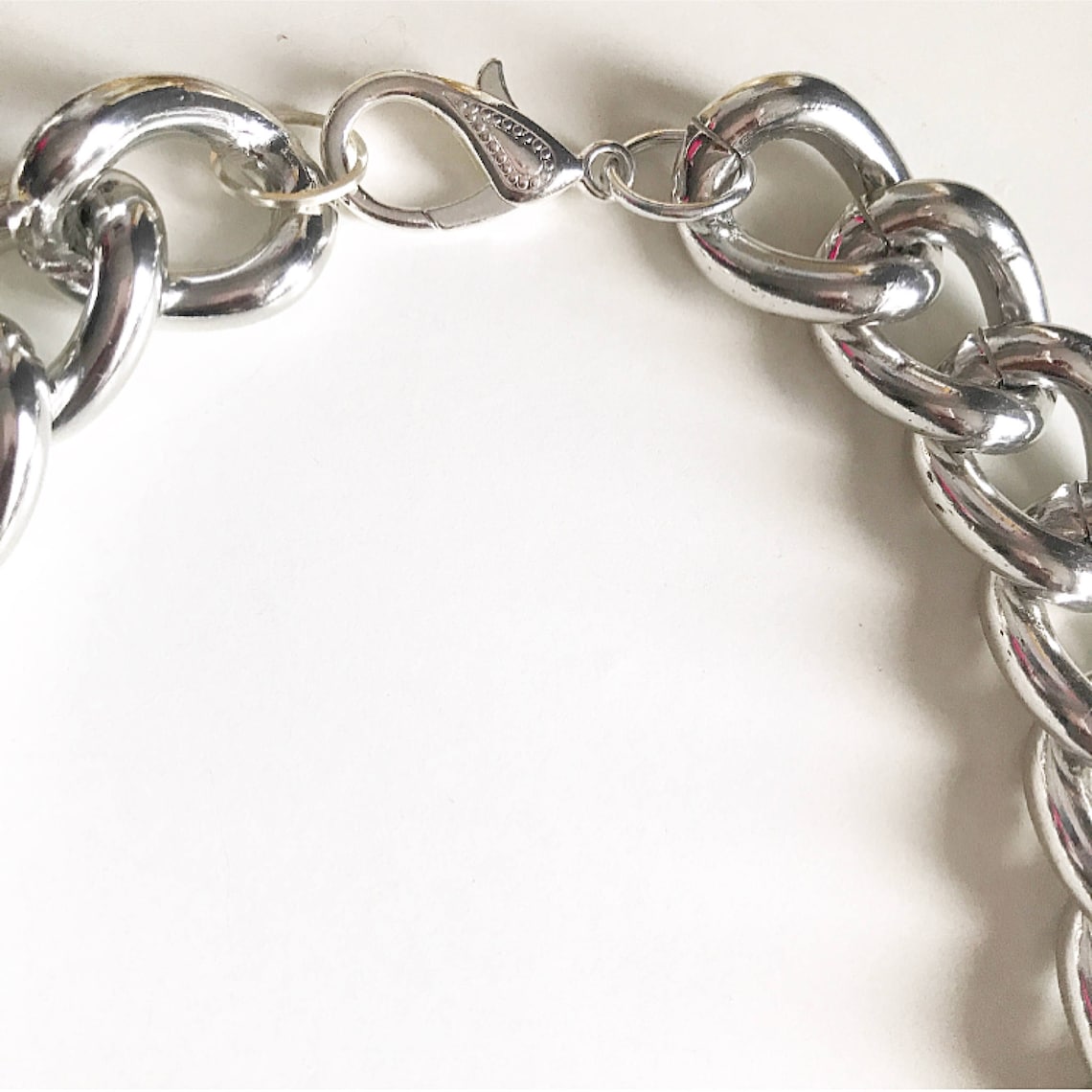 Glossy Silver Chunky Links Necklace Extra Large Silver Chunky | Etsy