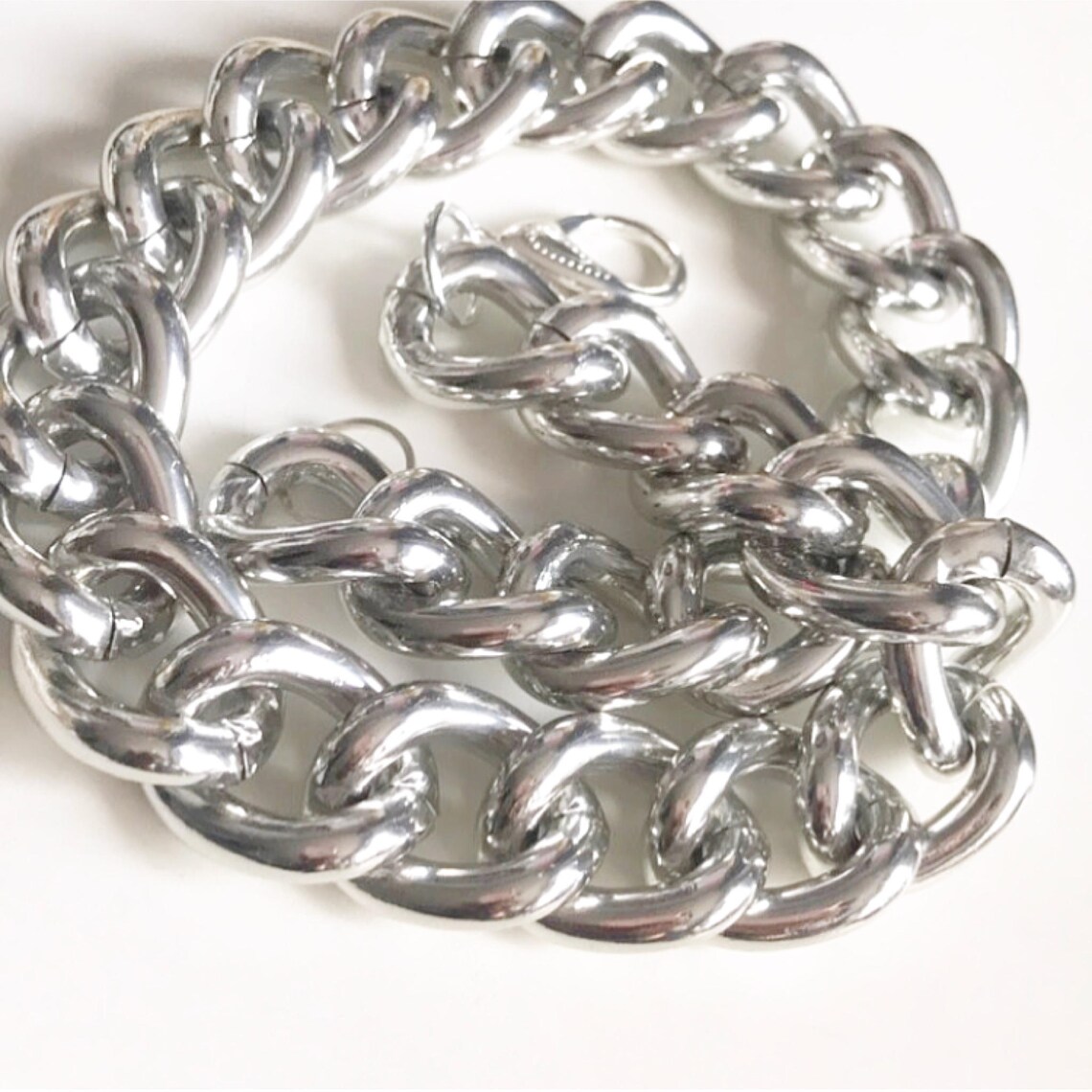 Glossy Silver Chunky Links Necklace Extra Large Silver Chunky | Etsy