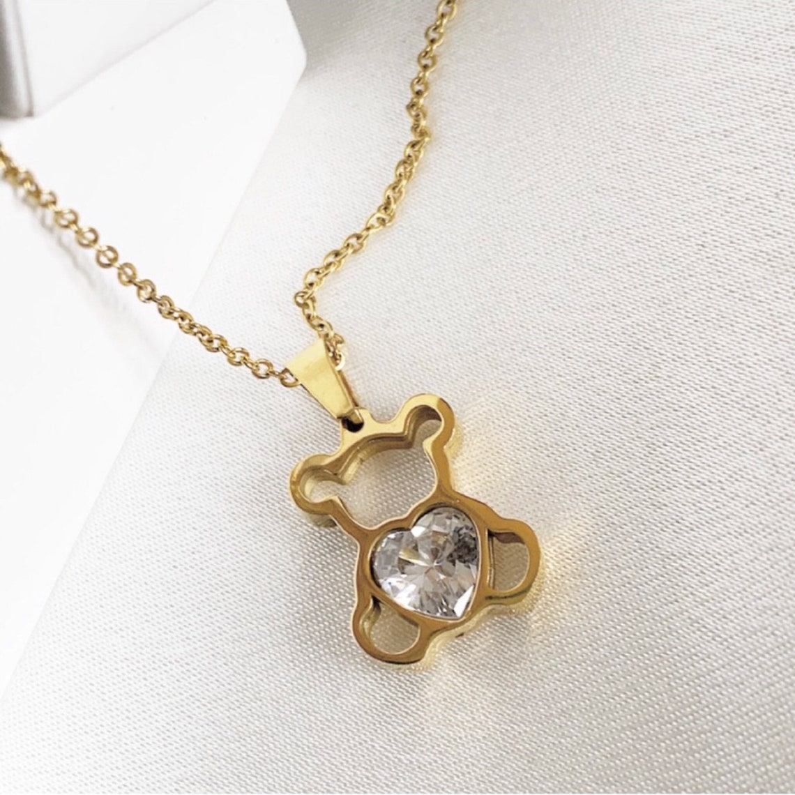 Gold Teddy Bear Pendant Necklace Vintage Teddy Bear Charm - Etsy