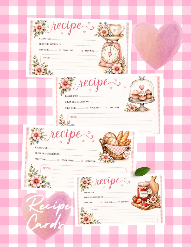 Cottage Core Recipe Card Bundle - Etsy