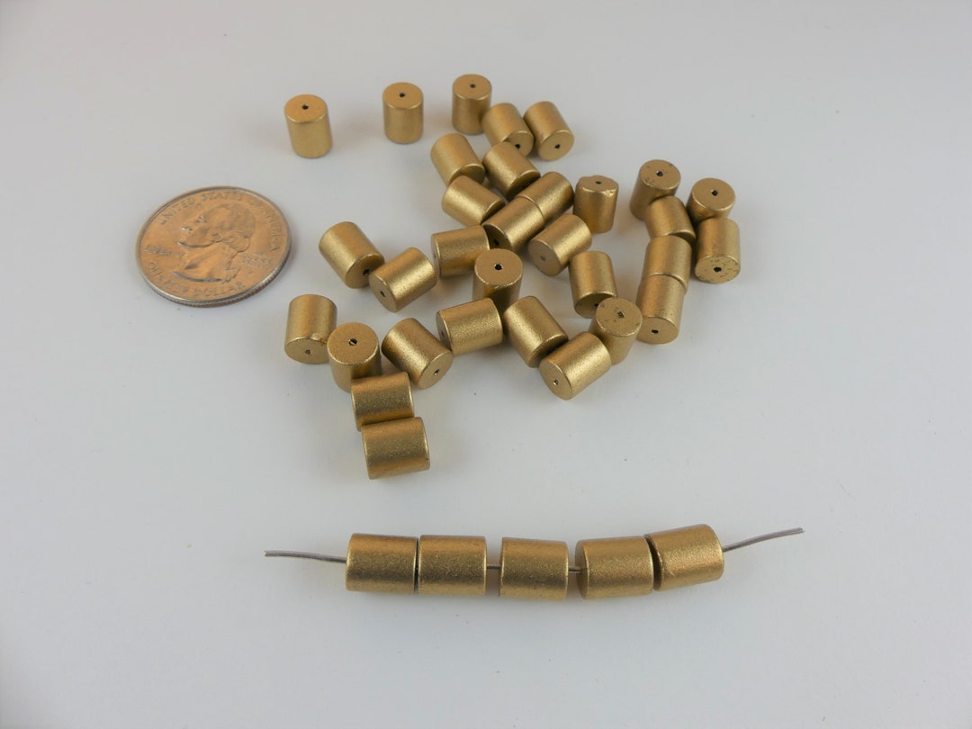 Vintage Satin Gold Tiny Tube Plastic Bead - 110 Pcs. 7 X 8 Mm. - Etsy