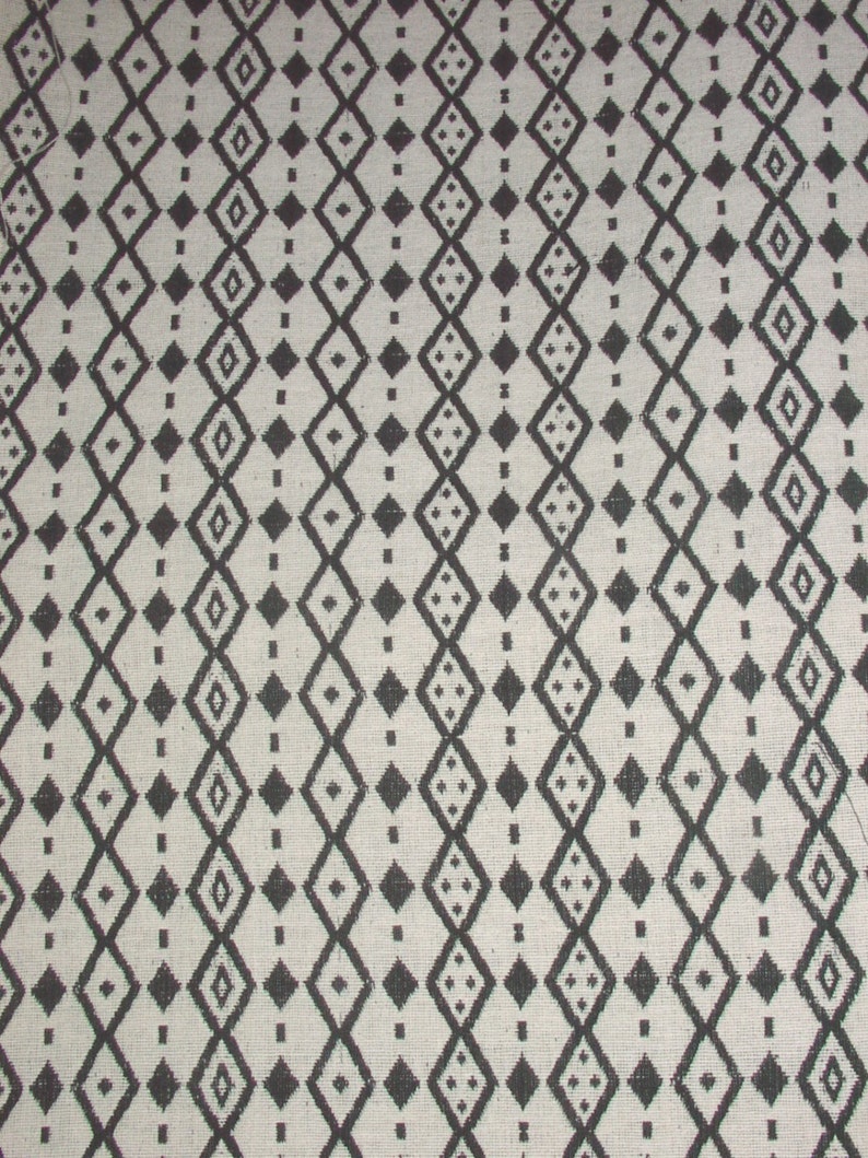 Reversible Black and Ivory Geometric Heavy Cotton Woven Fabric - 46 ...