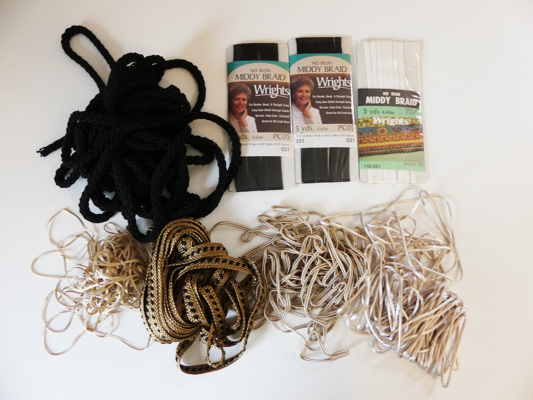Assorted Rayon Trim Soutache, Middy Braid, Ribbon Etc. 35 Yds. Total ...