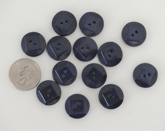 13 Vintage Navy Casein Plastic Buttons With Raised Diamond Center - 2 ...