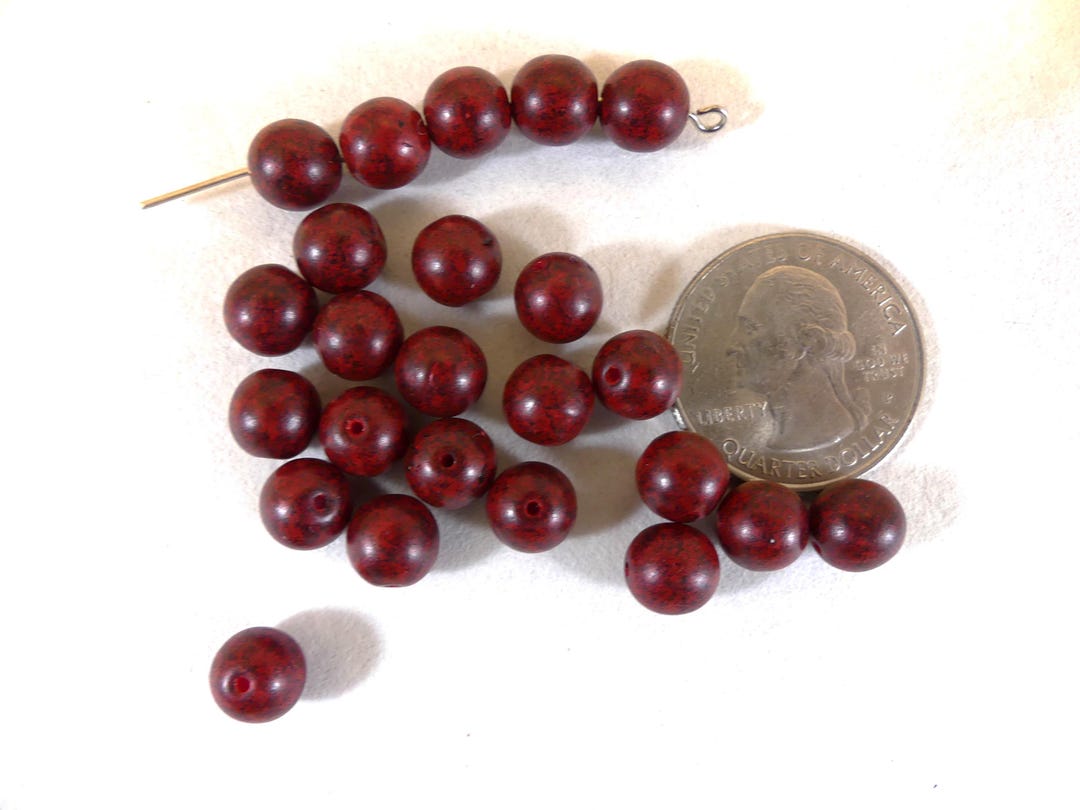 Vintage Mahogany Red Round Plastic Bead 80 Pcs. 8 Mm. - Etsy