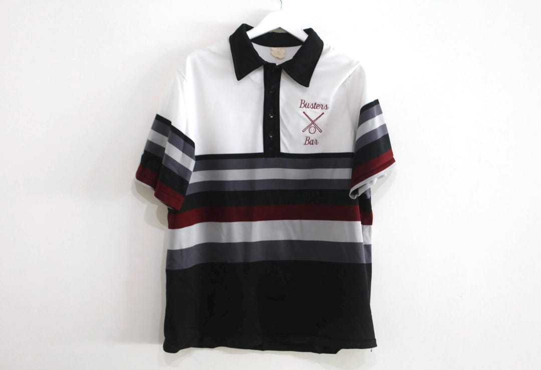 Vintage 1970s BUSTER'S BAR Tri-color Vintage STRIPED Softball Polo ...