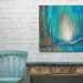 Large Wall Art Canvas, Turquoise Teal Brown & Aqua Blue, Original ...