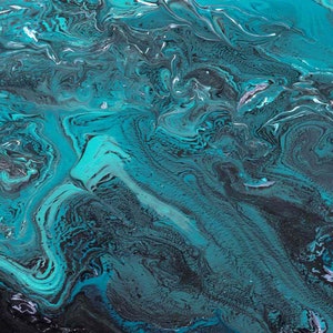 Blue Black & Grey Abstract Artwork, Long Horizontal Canvas Wall Art ...