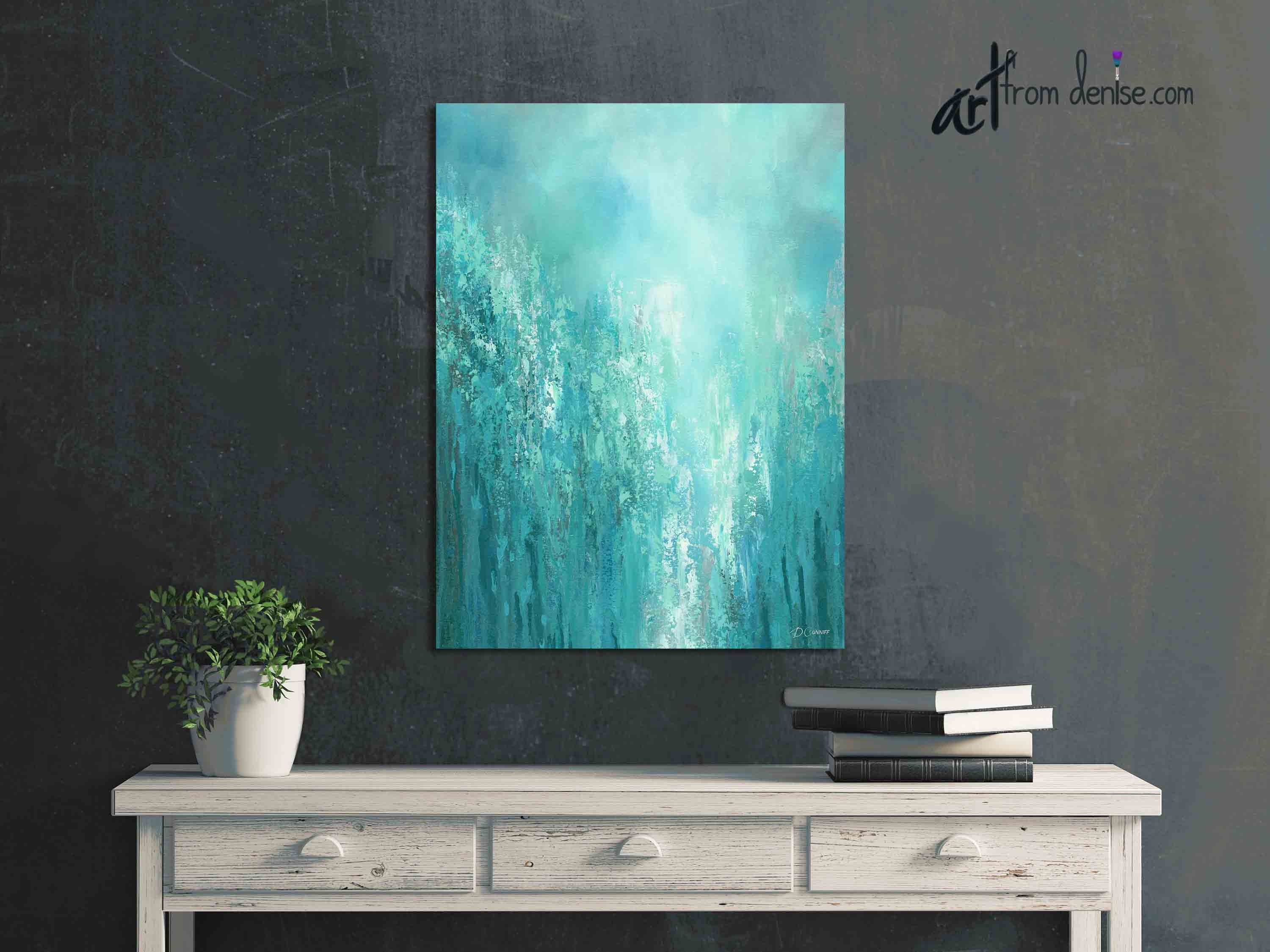 Abstract teal wall art canvas print Turquoise blue green teal | Etsy