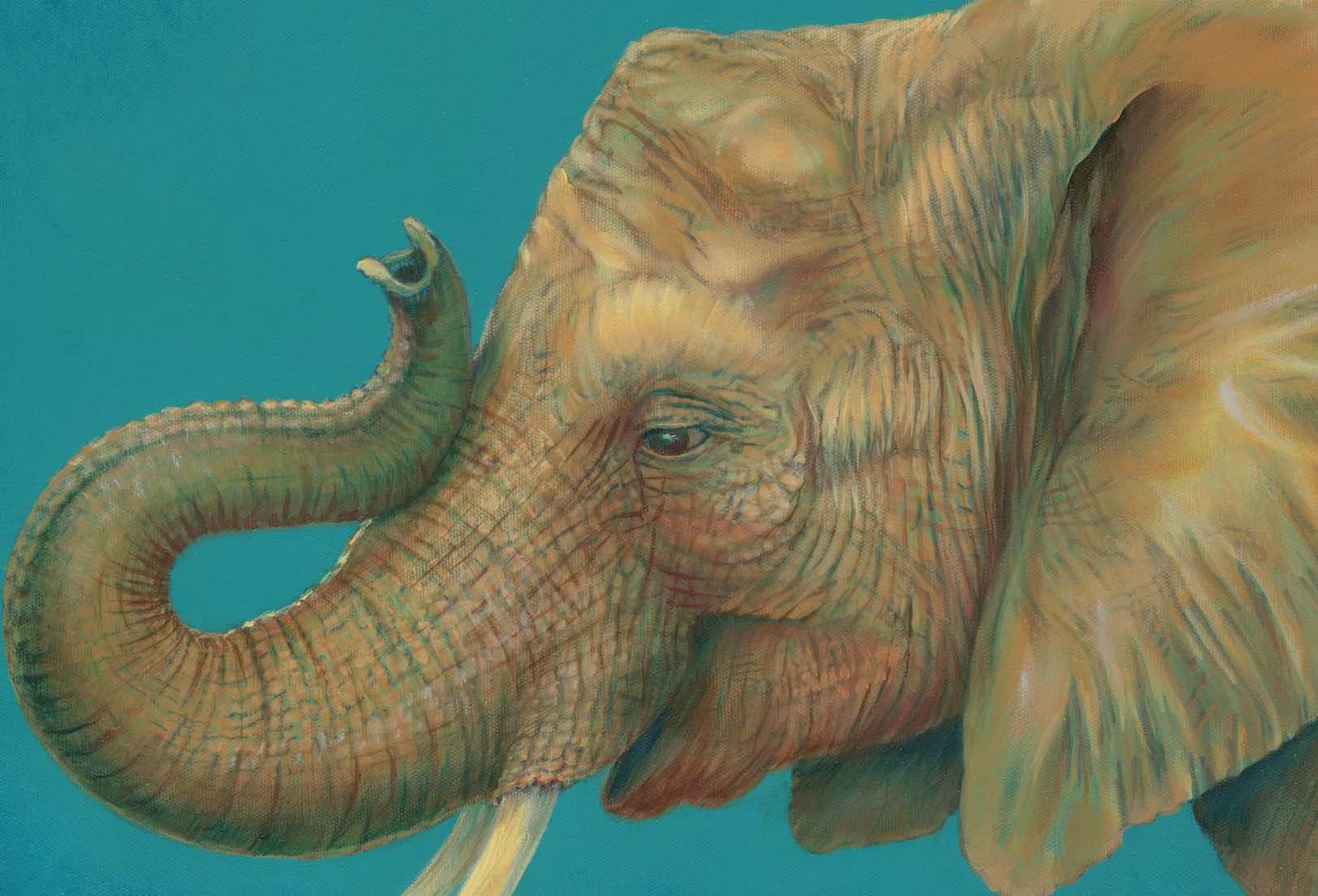 Original Elephant Painting Canvas Wall Art Turquoise Blue - Etsy