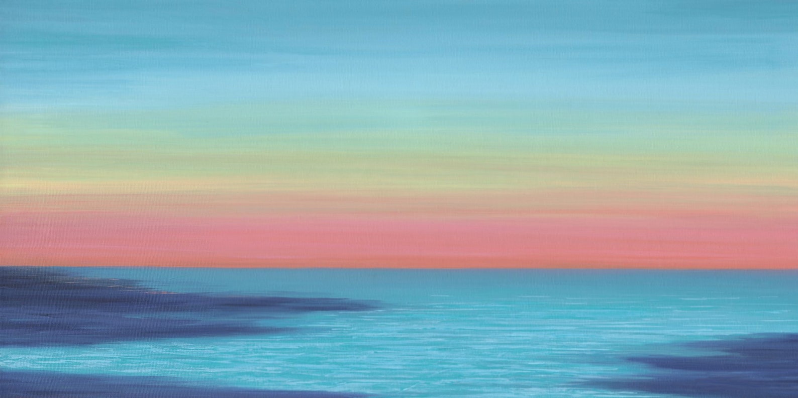 Abstract ocean sunset painting Canvas art print Coastal | Etsy