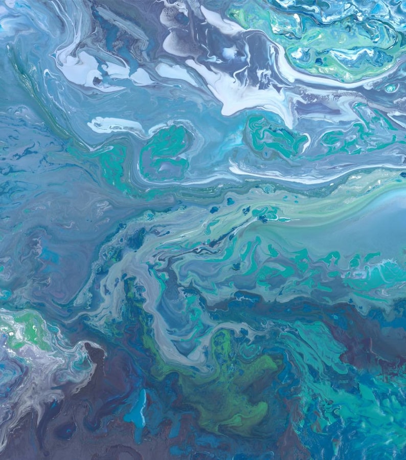 Gray and Teal Wall Art Canvas Abstract 2 Piece Print Set - Etsy