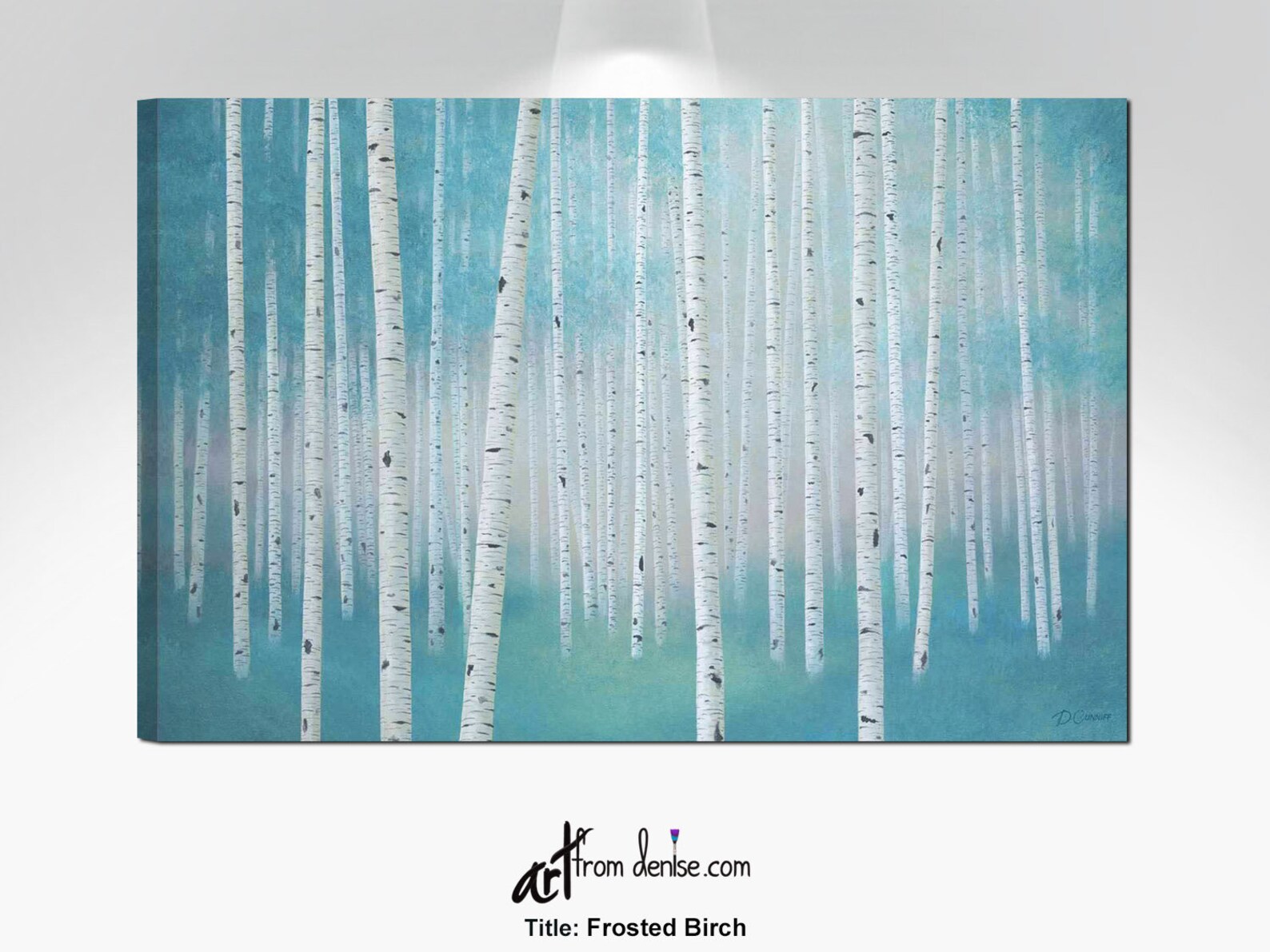 Teal Wall Art Birch Tree Painting Canvas Print Aqua Gray Blue - Etsy