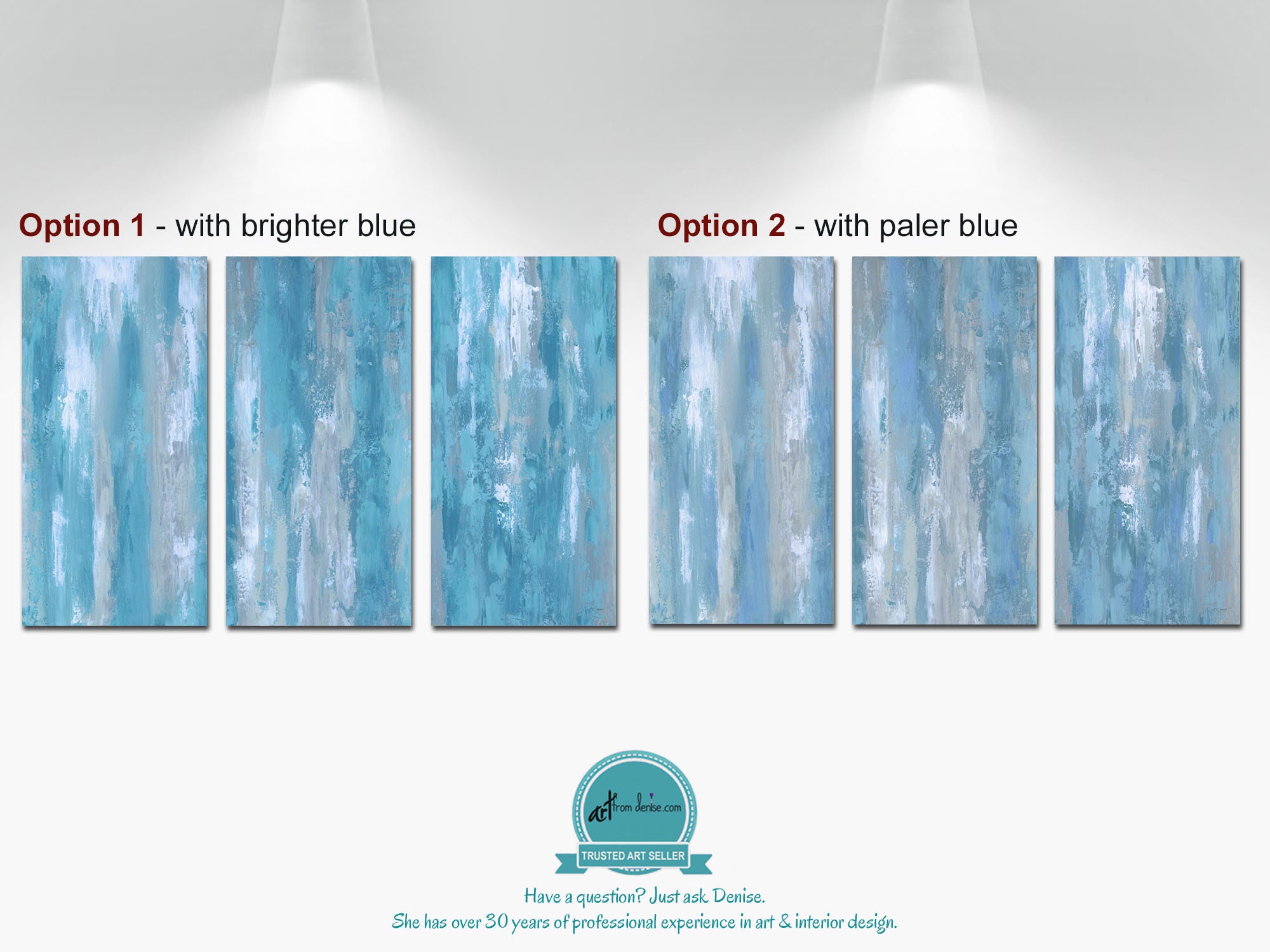 Blue & grey 3 piece wall art canvas print set Abstract multi | Etsy