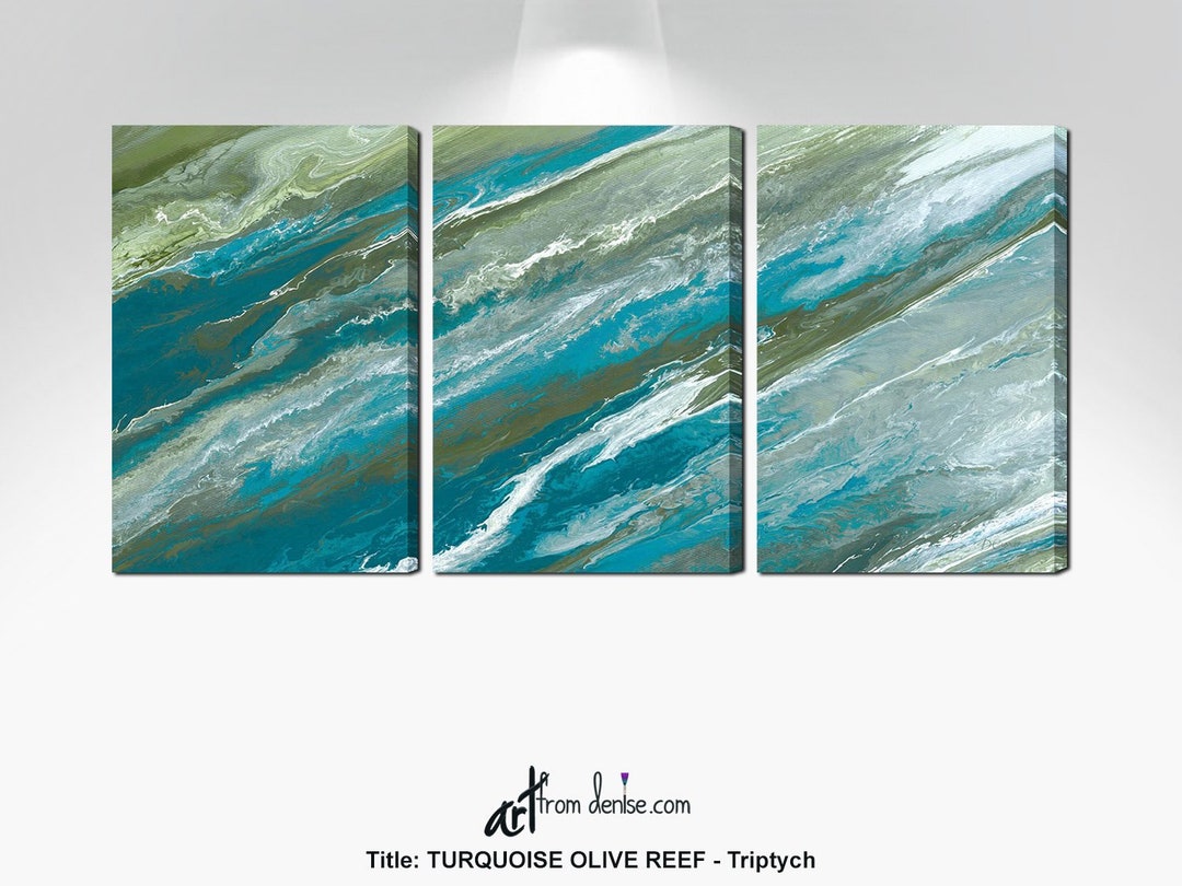 Triptych Painting Large 3 Piece Wall Art Canvas Abstract - Etsy