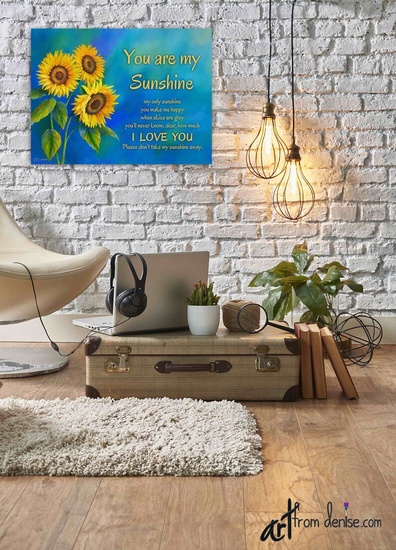 You Are My Sunshine Wall Art Canvas Art Print Blue Yellow & - Etsy
