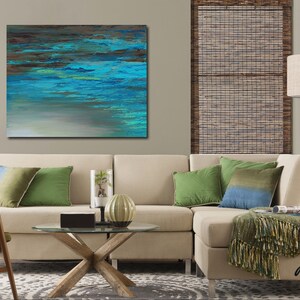 Teal, Turquoise, Aqua Blue & Brown, Abstract Ocean Water, Coastal Beach ...
