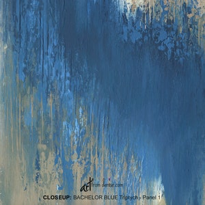 Navy Blue Abstract Triptych, 3 Piece Wall Art Canvas Set, Large ...