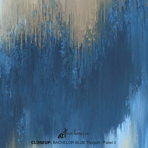 Navy Blue Abstract Triptych, 3 Piece Wall Art Canvas Set, Large ...