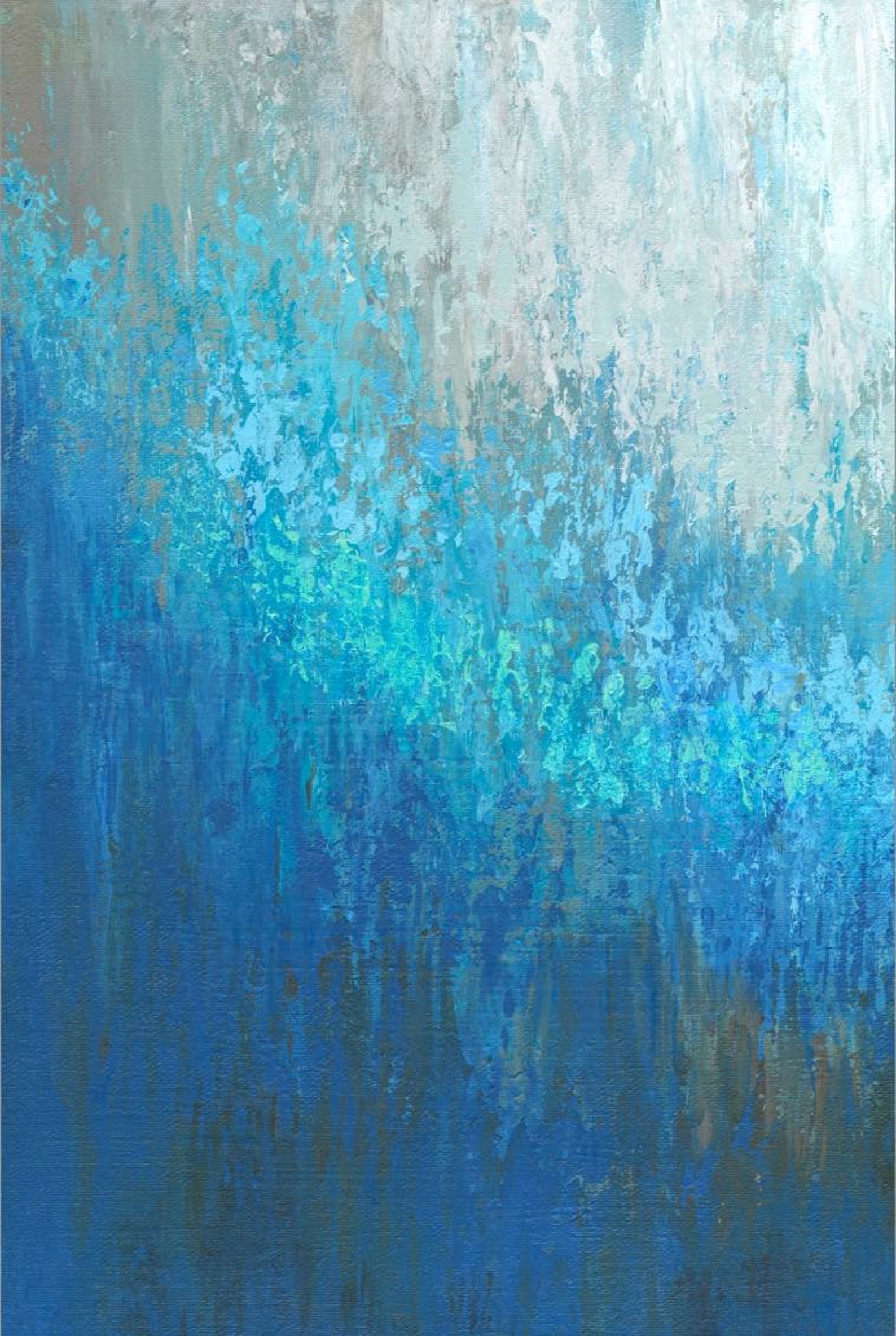 Aqua Blue and Brown Wall Art Large Abstract 3 Panel Canvas | Etsy