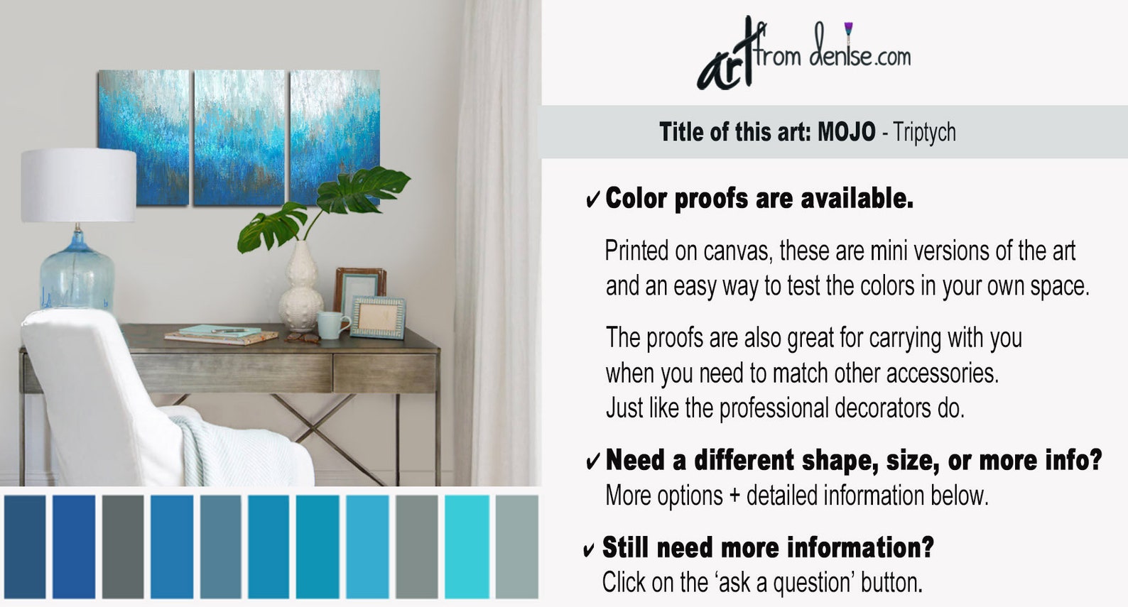 Aqua Blue and Brown Wall Art Large Abstract 3 Panel Canvas | Etsy