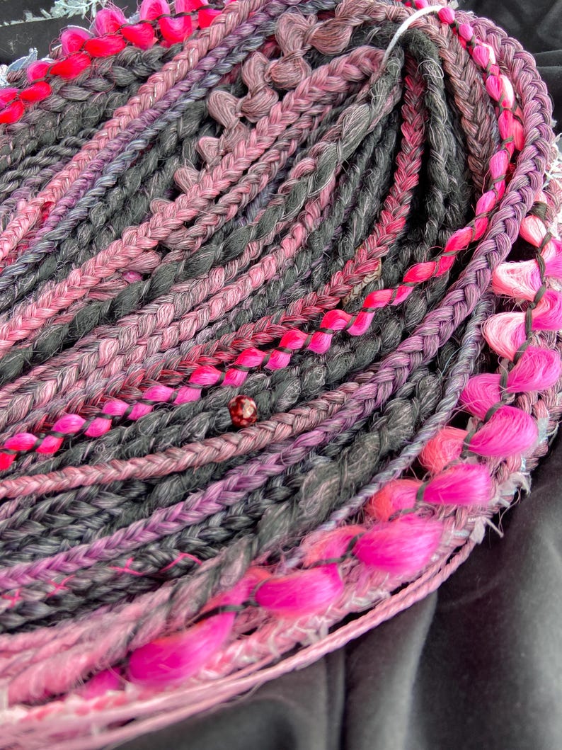 Pink Black Synthetic Dreadlocks Set, Ombre Dreads and Braids, Cyberpunk ...