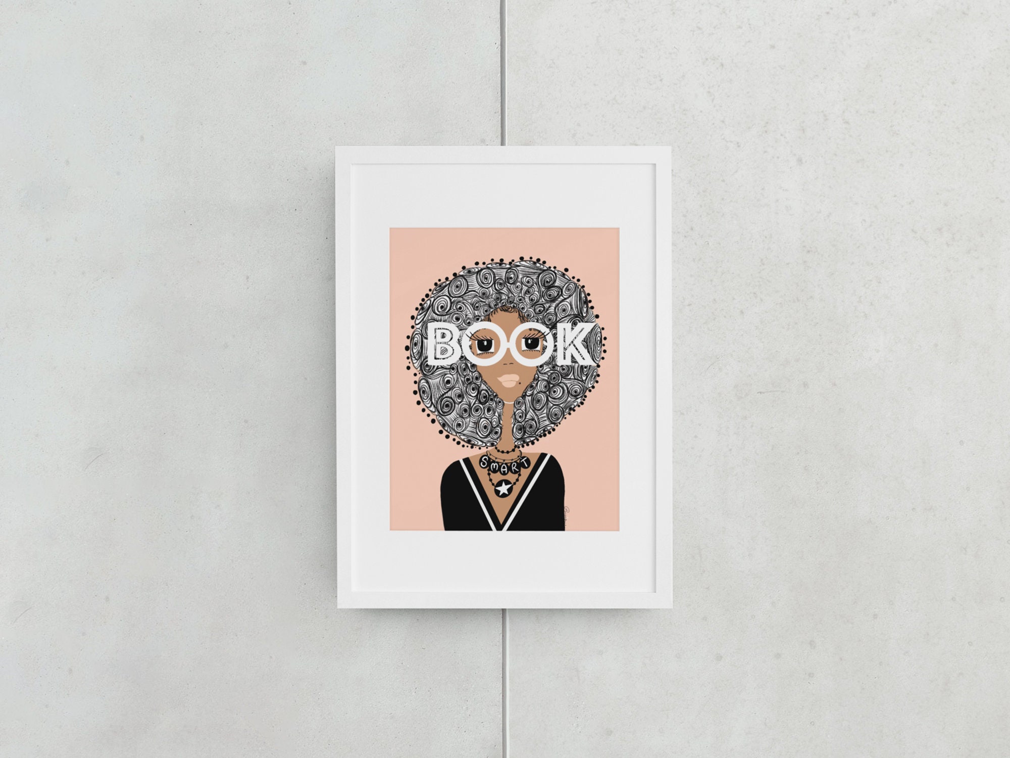 Book Smart With an Afro Art Print Home Decor Wall Art | Etsy