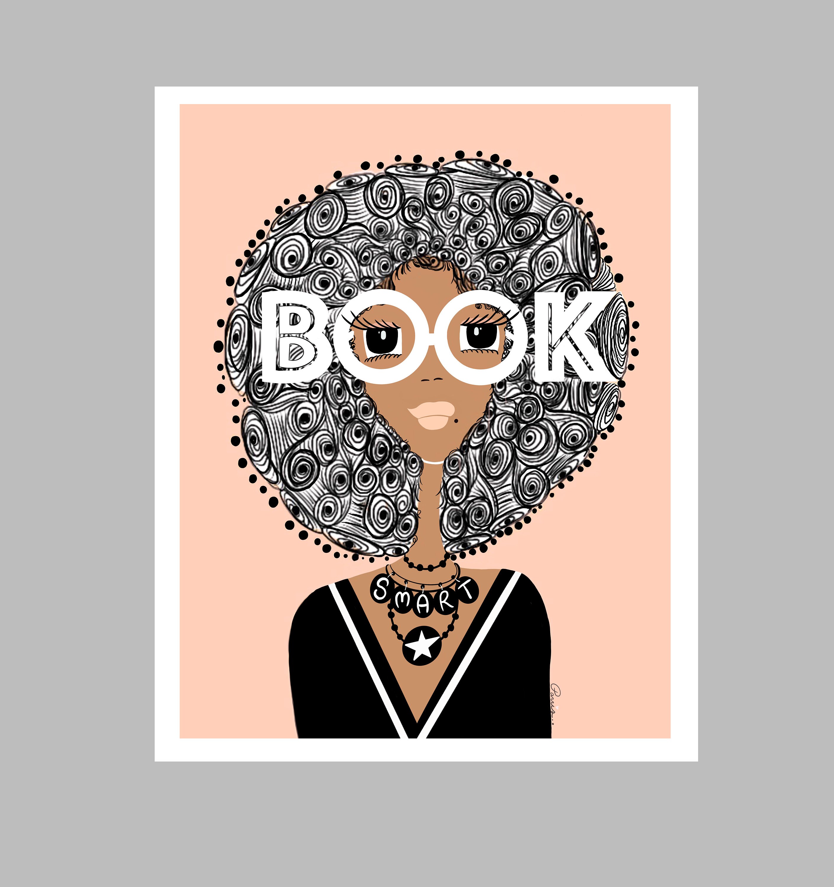 Book Smart Afro Art Print: African American Woman Illustration - Etsy