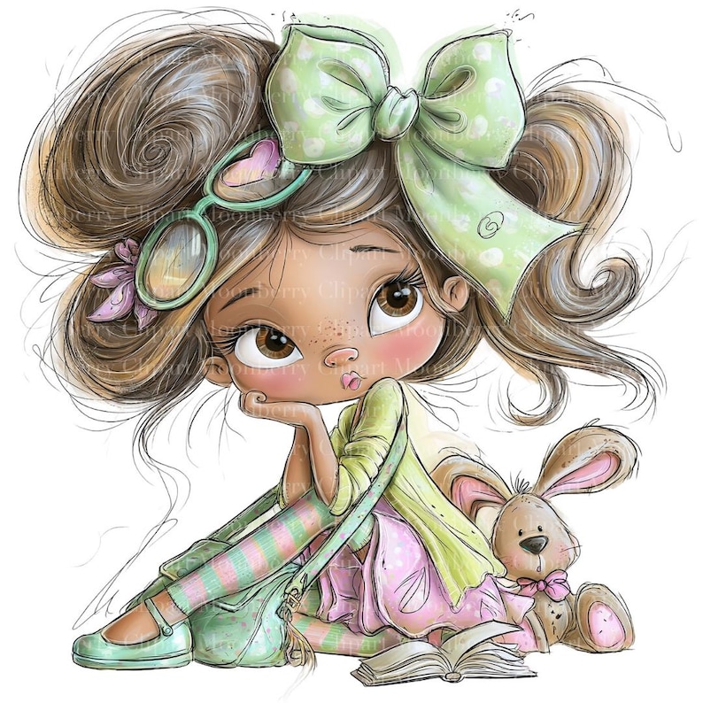 Whimsical Girl Clipart Bundle | Hand-drawn PNG Files (digital Download ...