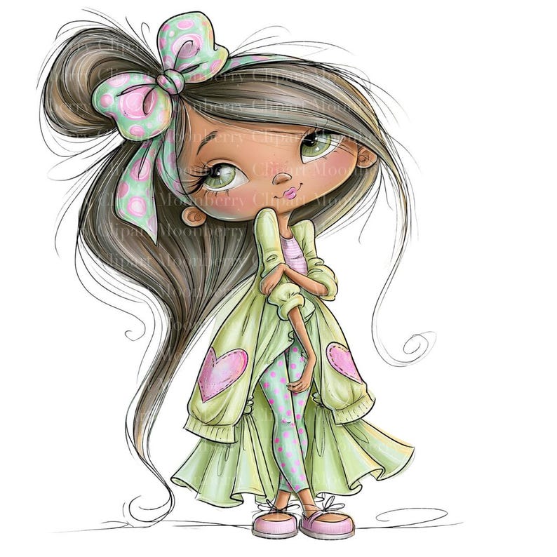 Whimsical Girl Clipart Bundle | Hand-drawn PNG Files (digital Download ...