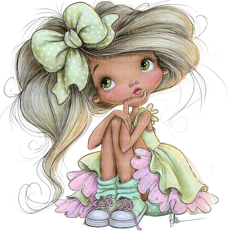 Whimsical Girl Clipart Bundle | Hand-drawn PNG Files (digital Download ...