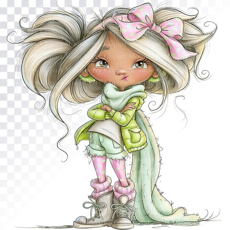 Whimsical Girl Clipart Bundle | Hand-drawn PNG Files (digital Download ...
