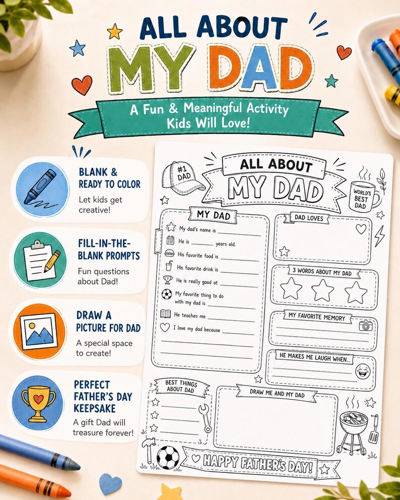Father's Day Printable Questionnaire: All About My Dad Coloring Page ...