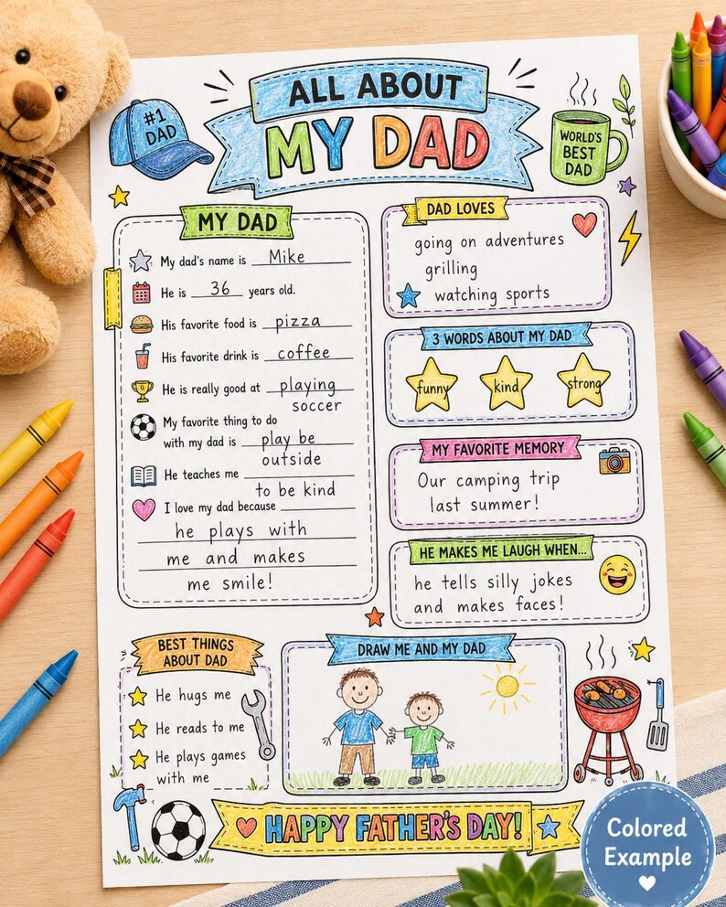 Father's Day Printable Questionnaire: All About My Dad Coloring Page ...