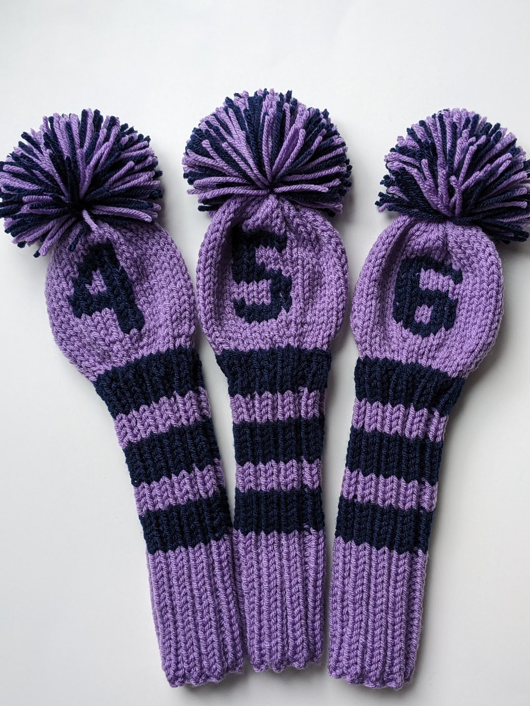 Set of 3, Made to Order Hand Knitted Golf Club Socks Custom Golf Head ...