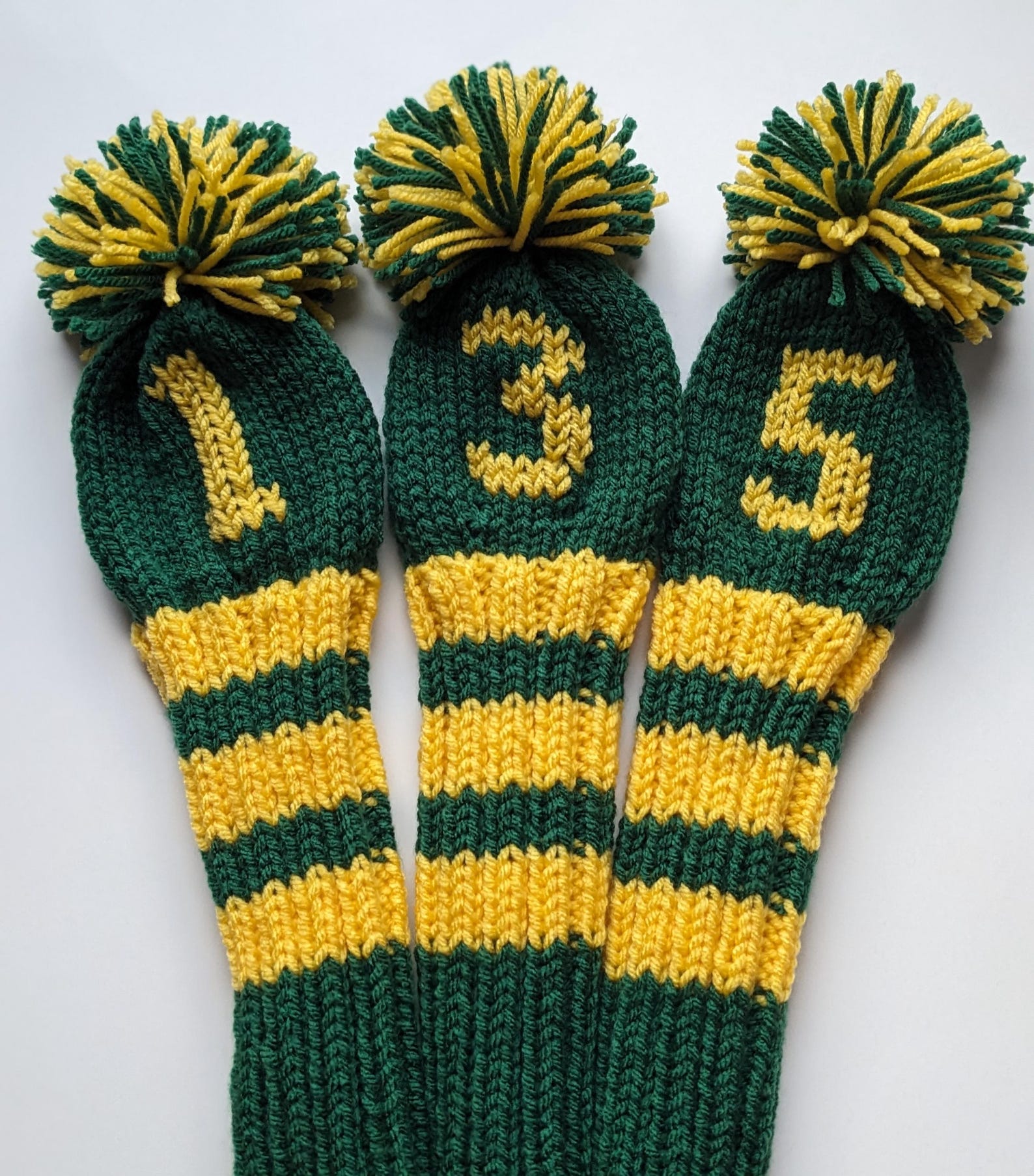Set of 3, Made to Order Hand Knitted Golf Club Socks Custom Golf Head ...