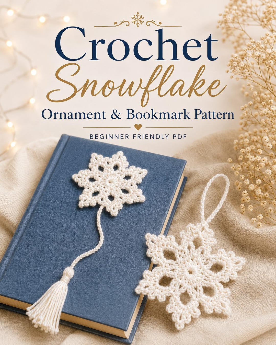 Snowflake Ornament Crochet Pattern Bookmark PDF Winter Christmas ...