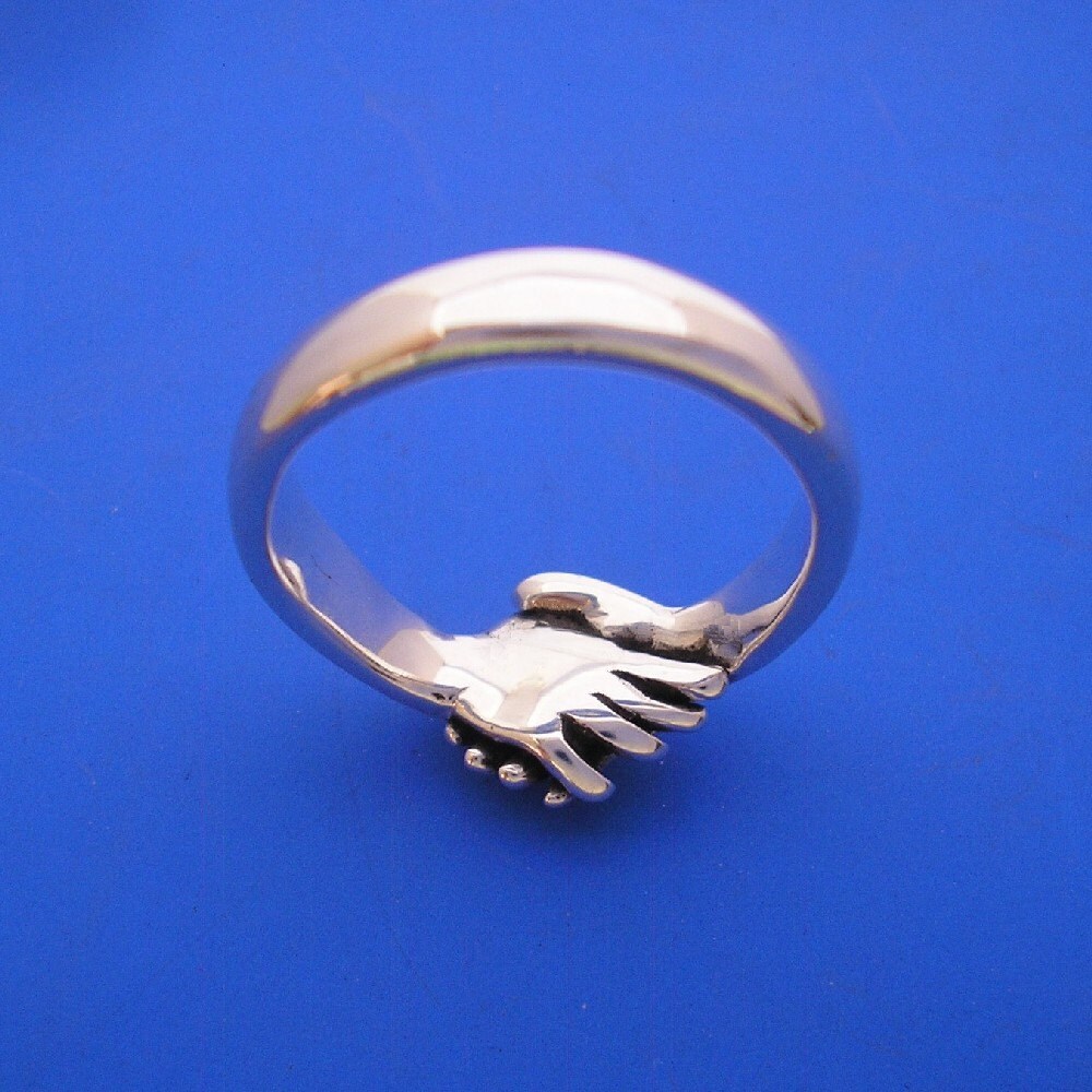 Silver Hand Shake Ring Hand Made Solid Silver | Etsy