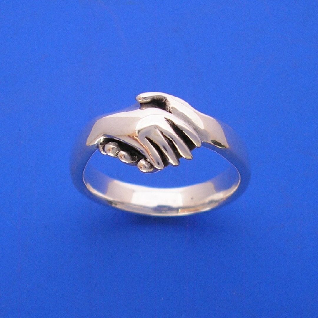 Silver Hand Shake Ring , Hand Made Solid Silver - Etsy